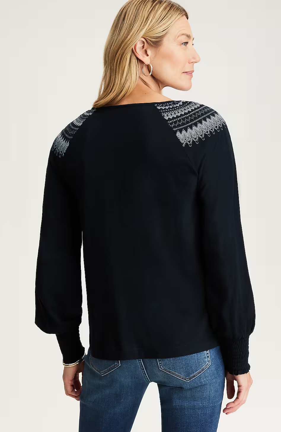 Fair Isle Embroidered Smocked Top - Refresh Your Wardrobe With New J ...